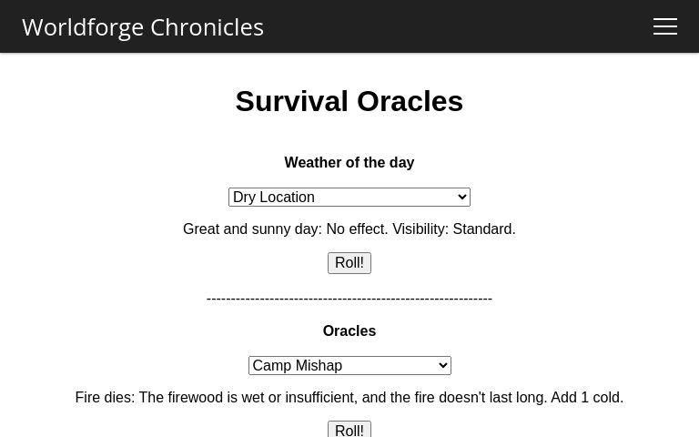Survival Oracles ― Perchance Generator