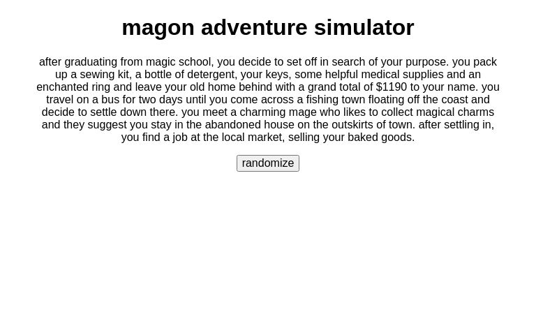 magon adventure simulator ― Perchance Generator