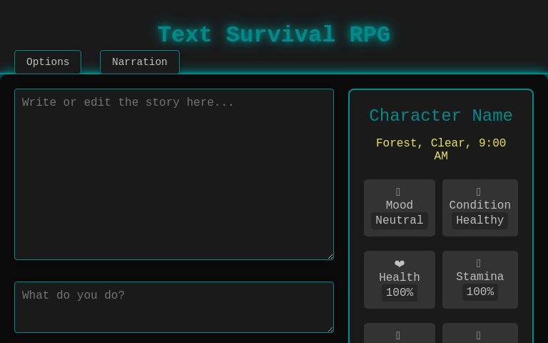 Text Survival RPG ― Perchance Generator
