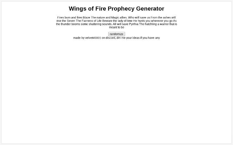 Wings of Fire Prophecy Generator