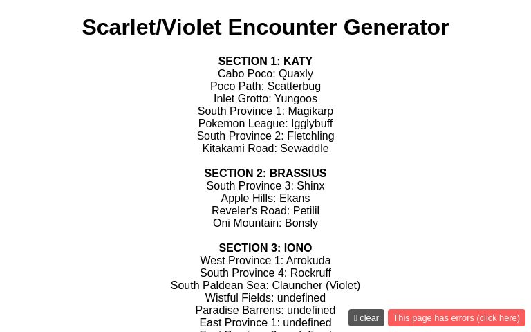 Scarlet/Violet Encounter Generator