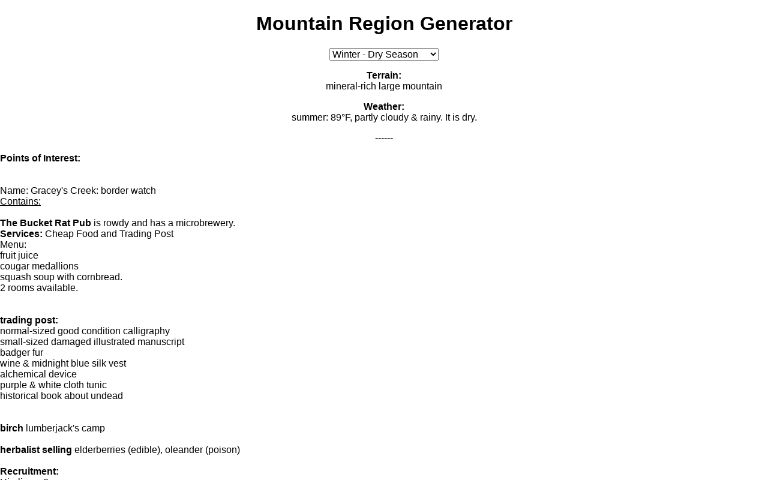 Mountain Region Generator