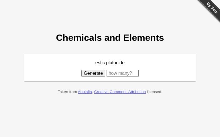 Chemicals and Elements ― Perchance Generator