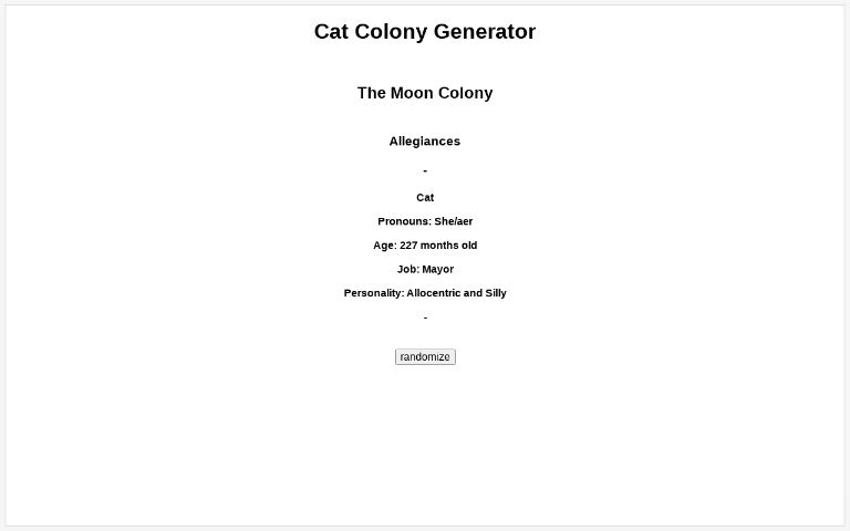 Cat Colony Generator
