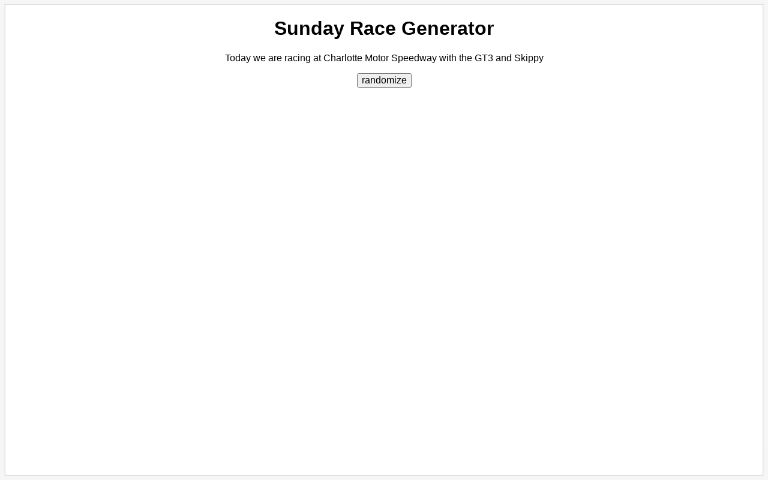 Sunday Race Generator