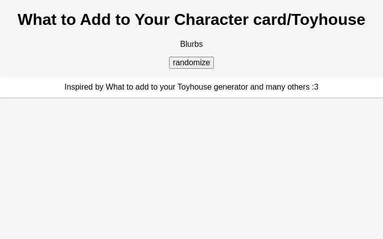 What to Add to Your Character card/Toyhouse ― Perchance Generator