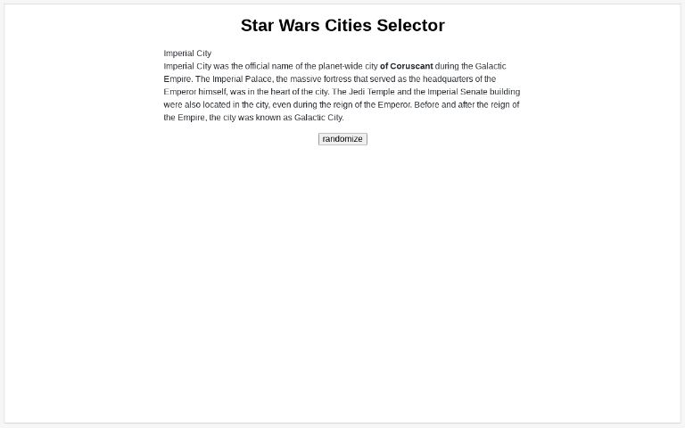 Star Wars Cities Selector ― Perchance Generator