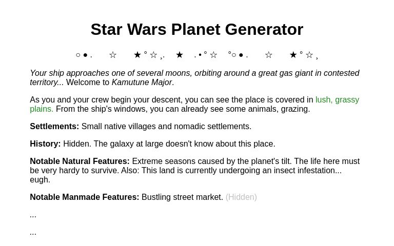 Star Wars Planet Generator