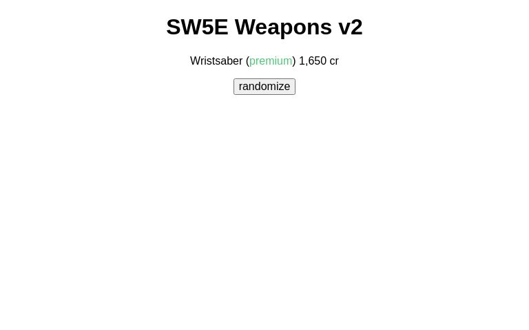 SW5E Weapons v2 ― Perchance Generator