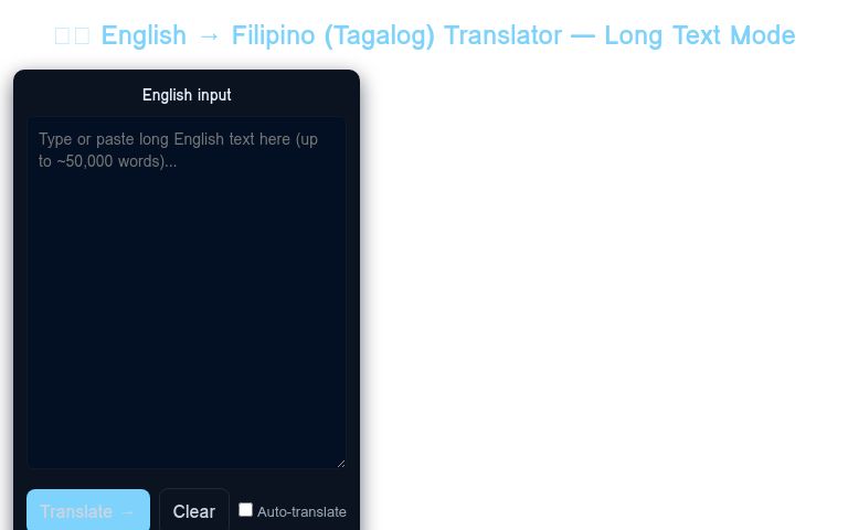 🇵🇭 English → Filipino (Tagalog) Translator — Long Text Mode ― Perchance ...