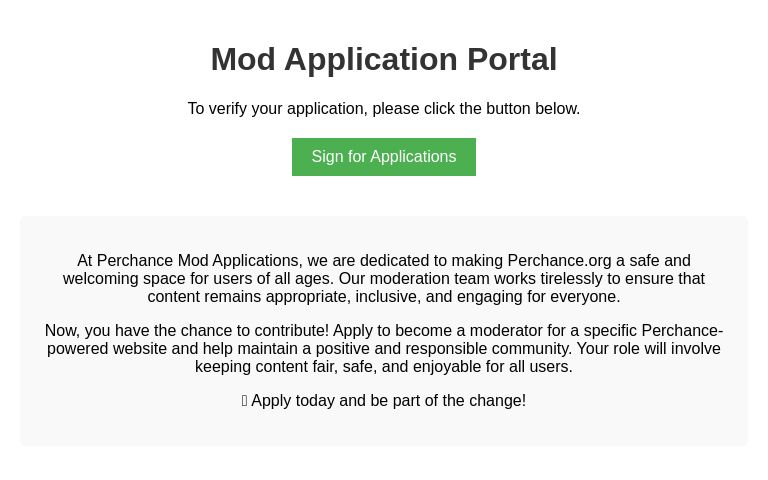 Mod Application Portal ― Perchance Generator