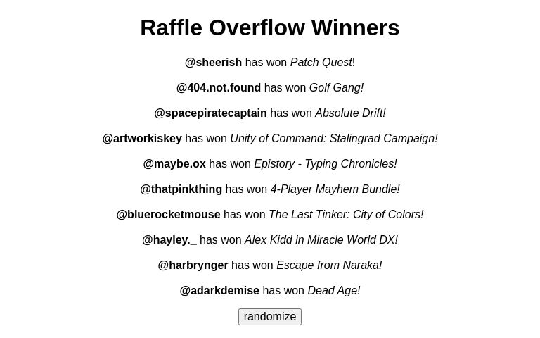 Raffle Overflow Winners ― Perchance Generator