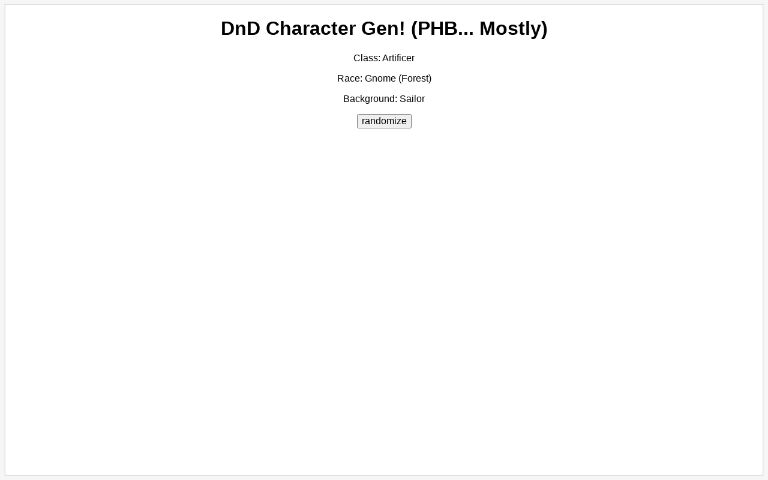 DnD Character Gen! (PHB... Mostly) ― Perchance Generator