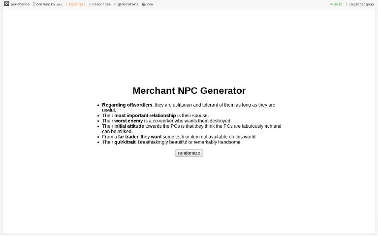 Merchant NPC Generator