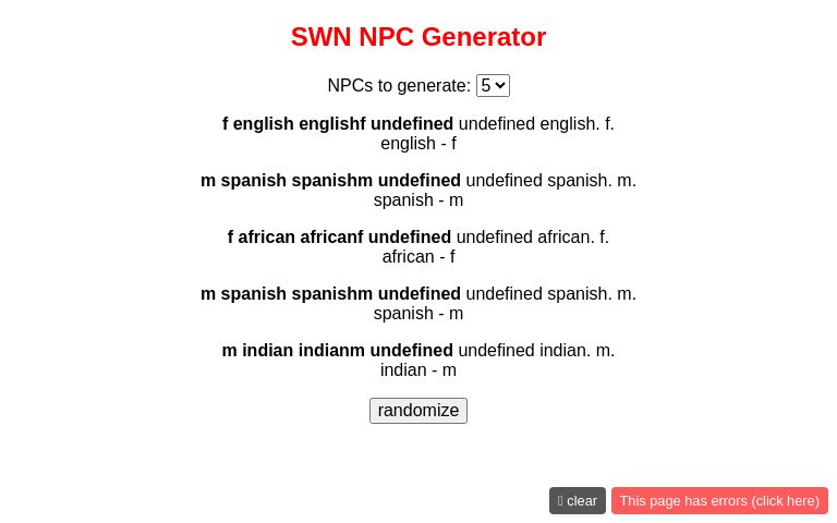 SWN NPC Generator