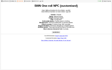 SWN One-roll NPC (customised) ― Perchance Generator