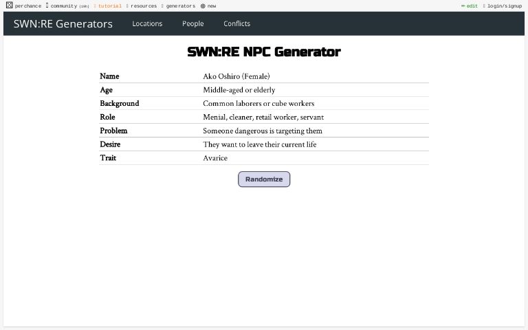 SWN:RE NPC Generator
