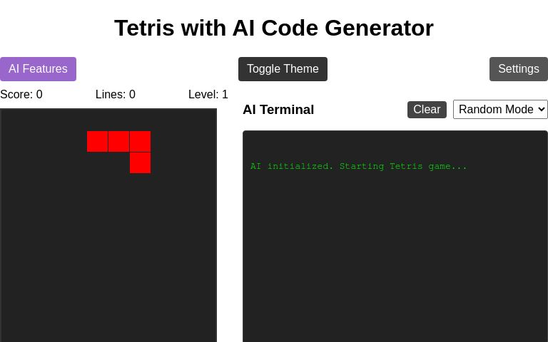Tetris with AI Code Generator