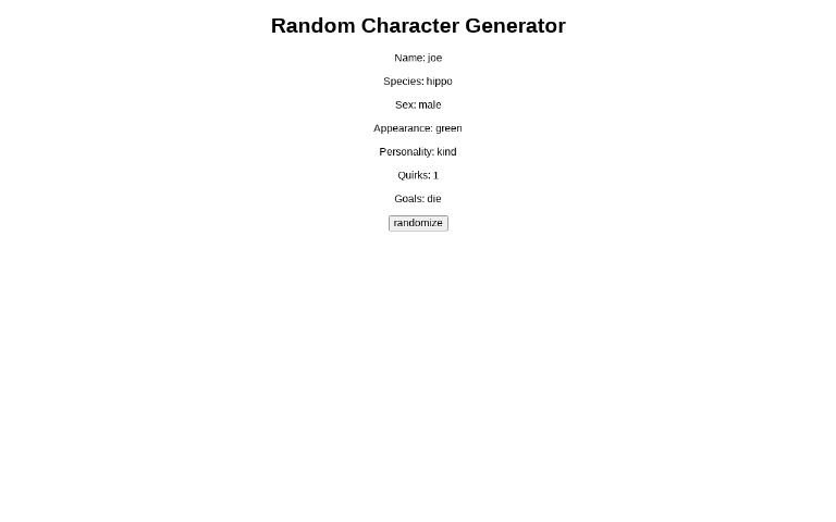 Random Character Generator