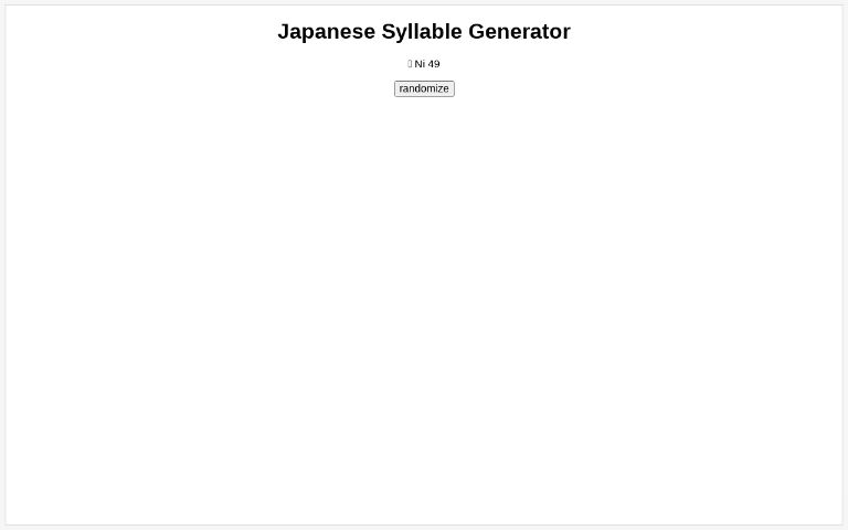 Japanese Syllable Generator