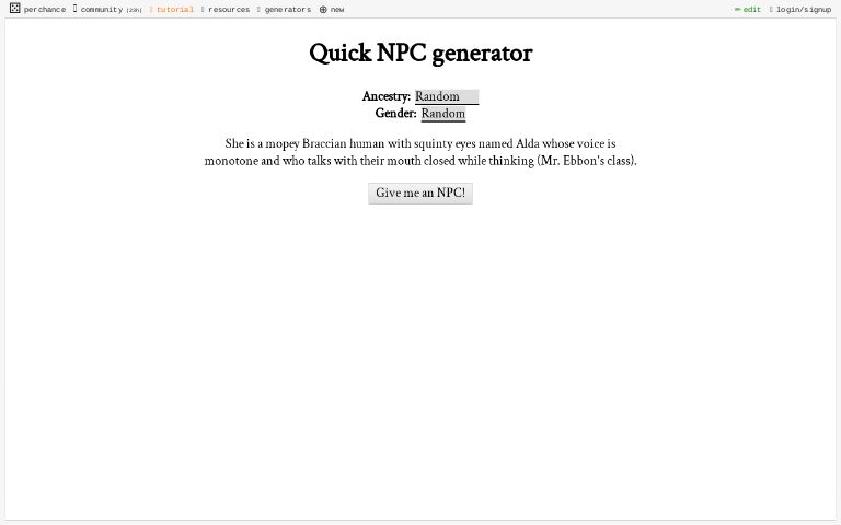 Quick NPC generator