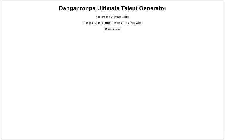 Danganronpa Ultimate Talent Generator