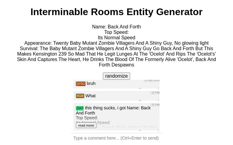 Interminable Rooms Entity Generator