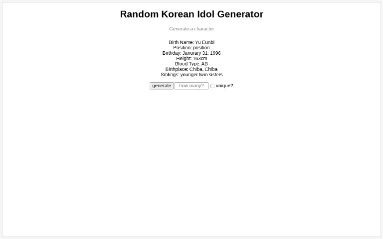 Random Korean Idol Generator