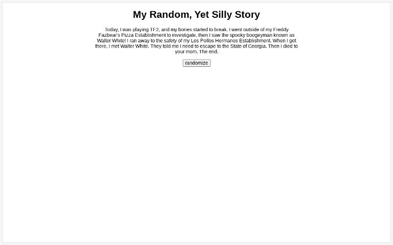My Random, Yet Silly Story ― Perchance Generator