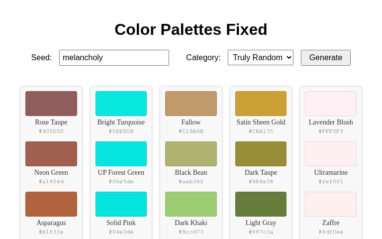 Color Palettes Fixed ― Perchance Generator
