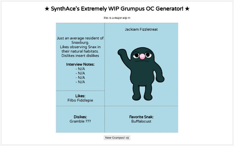 SynthAce's Extremely WIP Grumpus OC Generator! ★