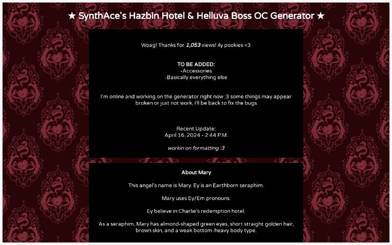 SynthAce's Hazbin Hotel & Helluva Boss OC Generator ★