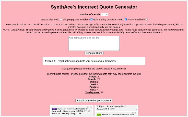 SynthAce's Incorrect Quotes Generator