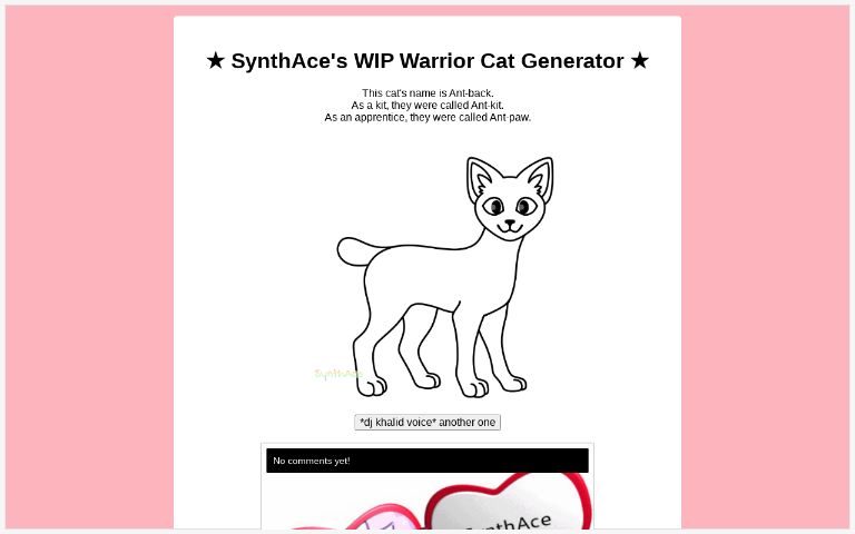 SynthAce's WIP Warrior Cat Generator ★