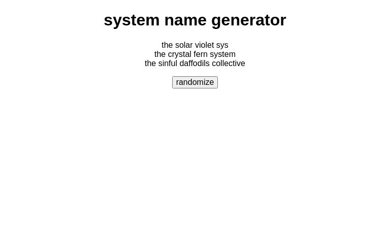 system name generator
