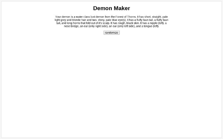 Demon Maker ― Perchance Generator