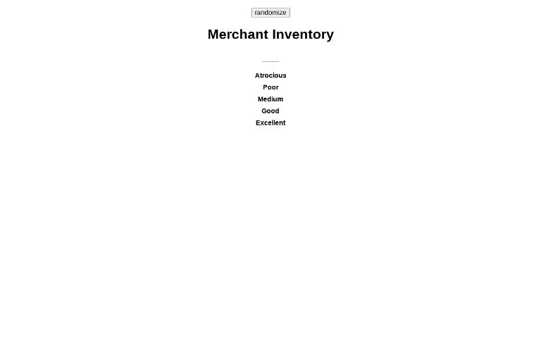 Merchant Inventory ― Perchance Generator
