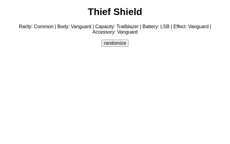Thief Shield ― Perchance Generator