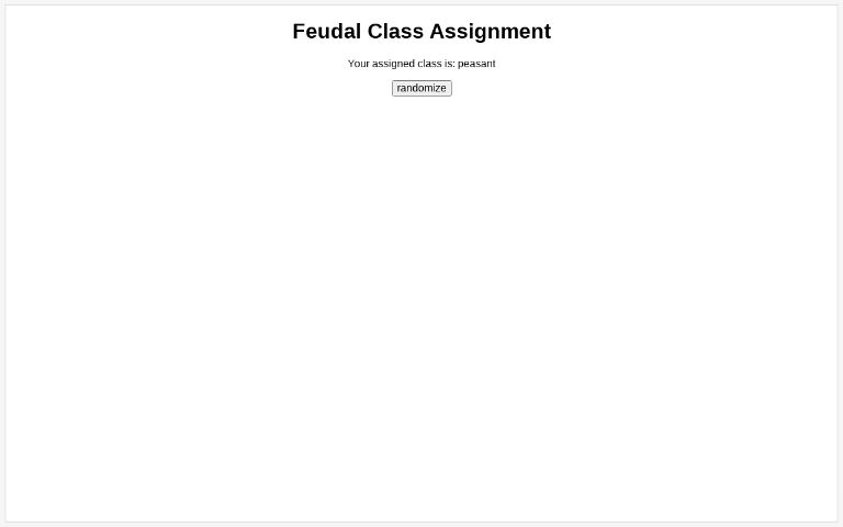 Feudal Class Assignment ― Perchance Generator