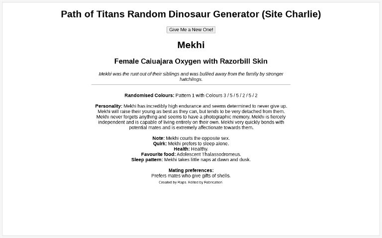 Path of Titans Random Dinosaur Generator (Site Charlie)