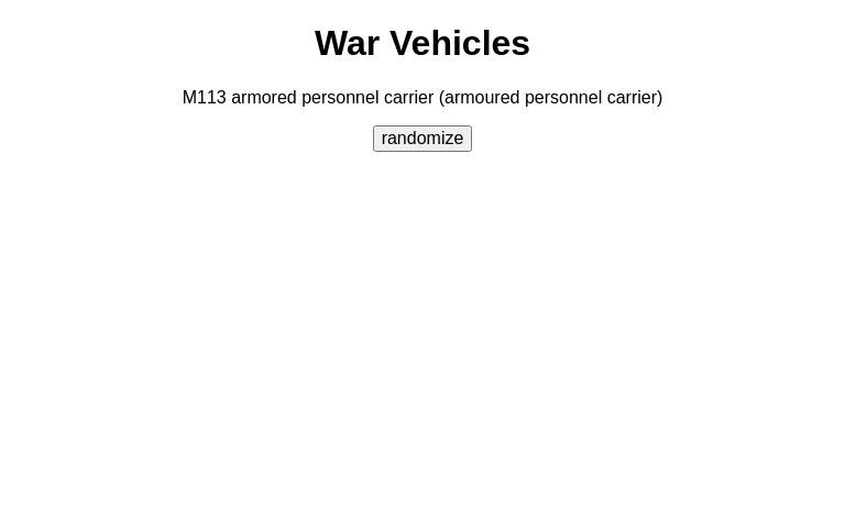 War Vehicles ― Perchance Generator