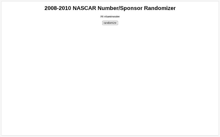 2008-2010 NASCAR Number/Sponsor Randomizer ― Perchance Generator