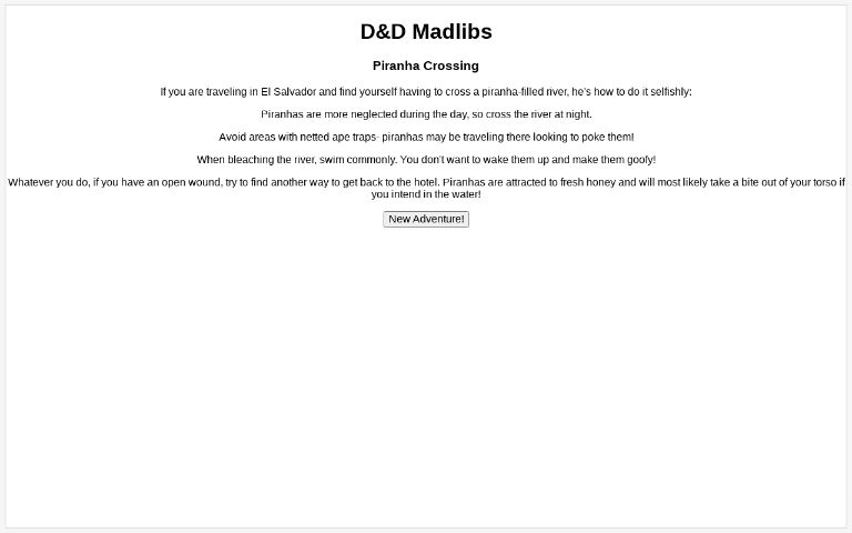 D&D Madlibs ― Perchance Generator