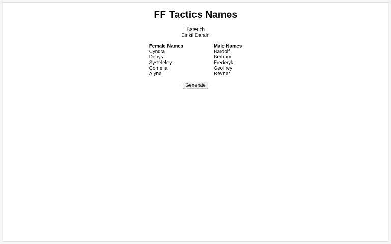 FF Tactics Names ― Perchance Generator