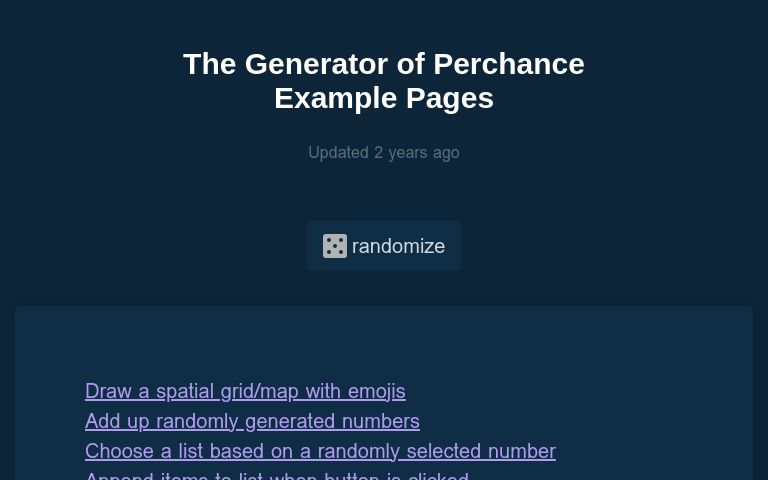 The Generator of Perchance Example Pages
