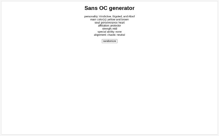 Sans OC generator