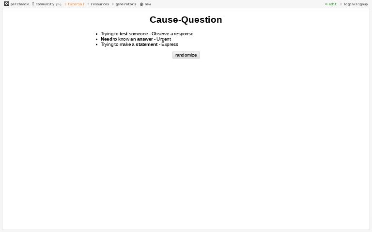 Cause-Question ― Perchance Generator
