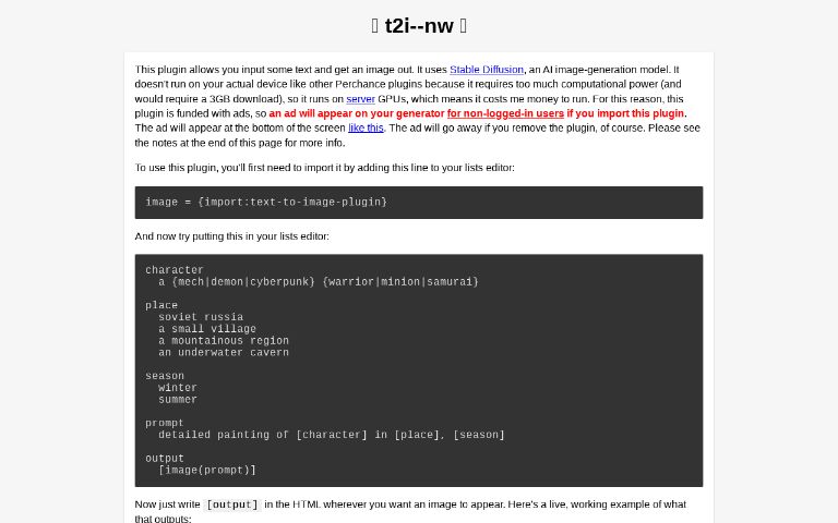 🤖 t2i--nw 🎨 ― Perchance Generator