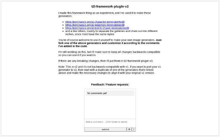 T2i Custom Framework ― Perchance Generator
