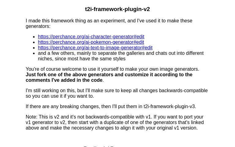 T2i Framework Plugln V2 ― Perchance Generator